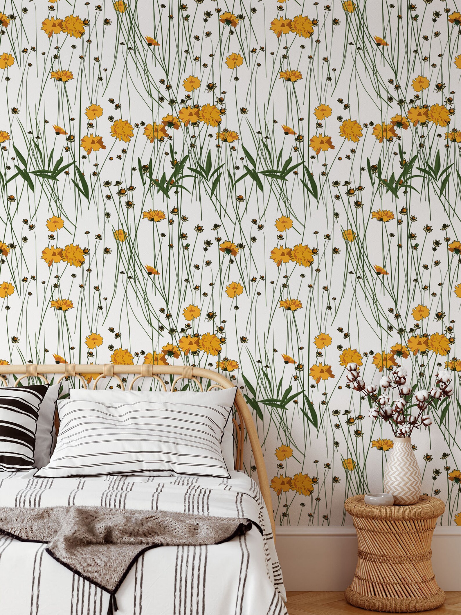 Wallpaper Mural Peel and Stick Wallpaper Yellow Wallpaper - Etsy