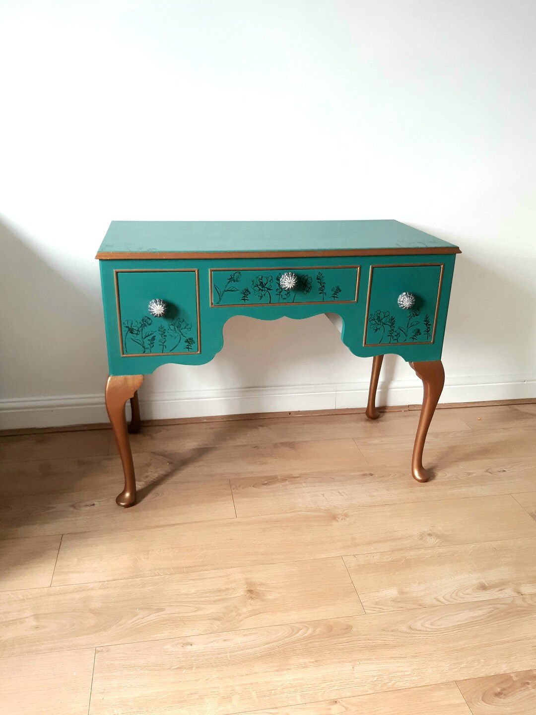 Upcycled Green and Bronze Dressing Table - Etsy UK