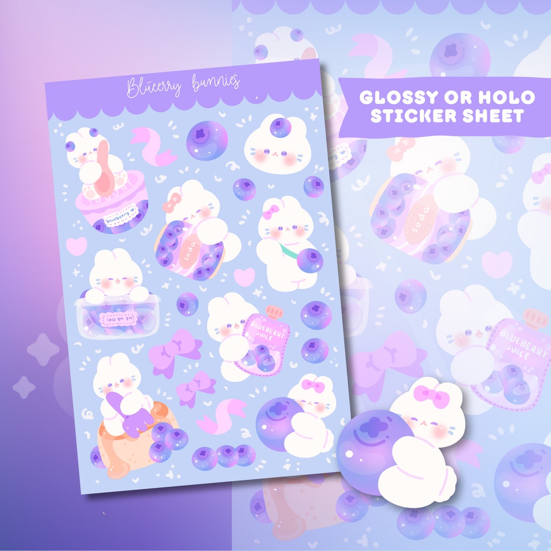 Blueberry Bunny Sticker Sheet - Etsy
