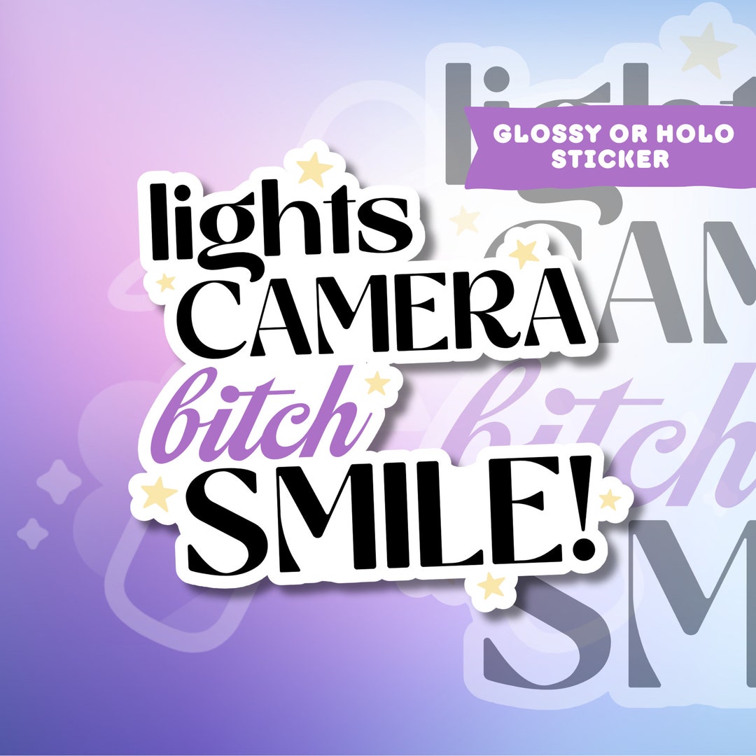 Lights Camera Smile Die Cut Sticker - Etsy