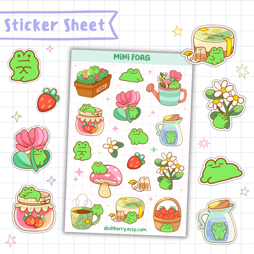 Mini Forg Sticker Sheet - Cute Kawaii Weatherproof Stickers for Laptops ...