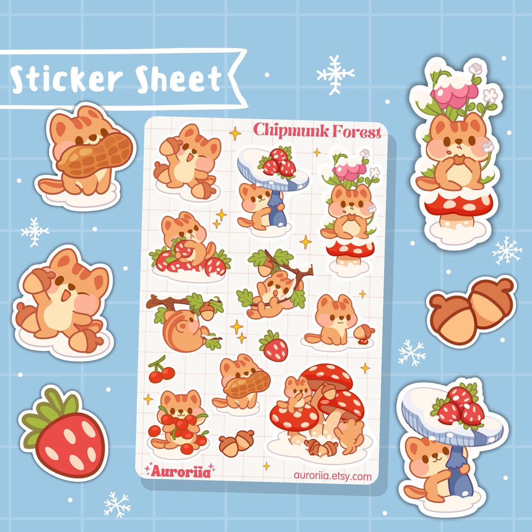 Chipmunk Forest Die Cut Sticker Sheet - Etsy