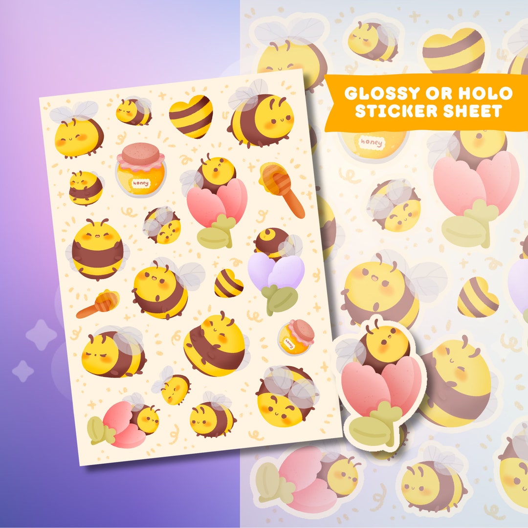 Cute Bee Sticker Sheet - Etsy
