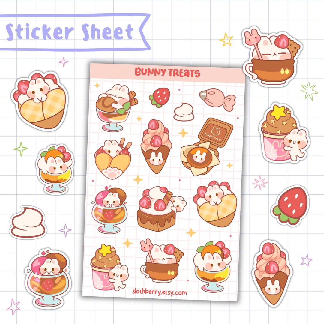 Bunny Cakes | Die Cut Sticker Sheet - Etsy