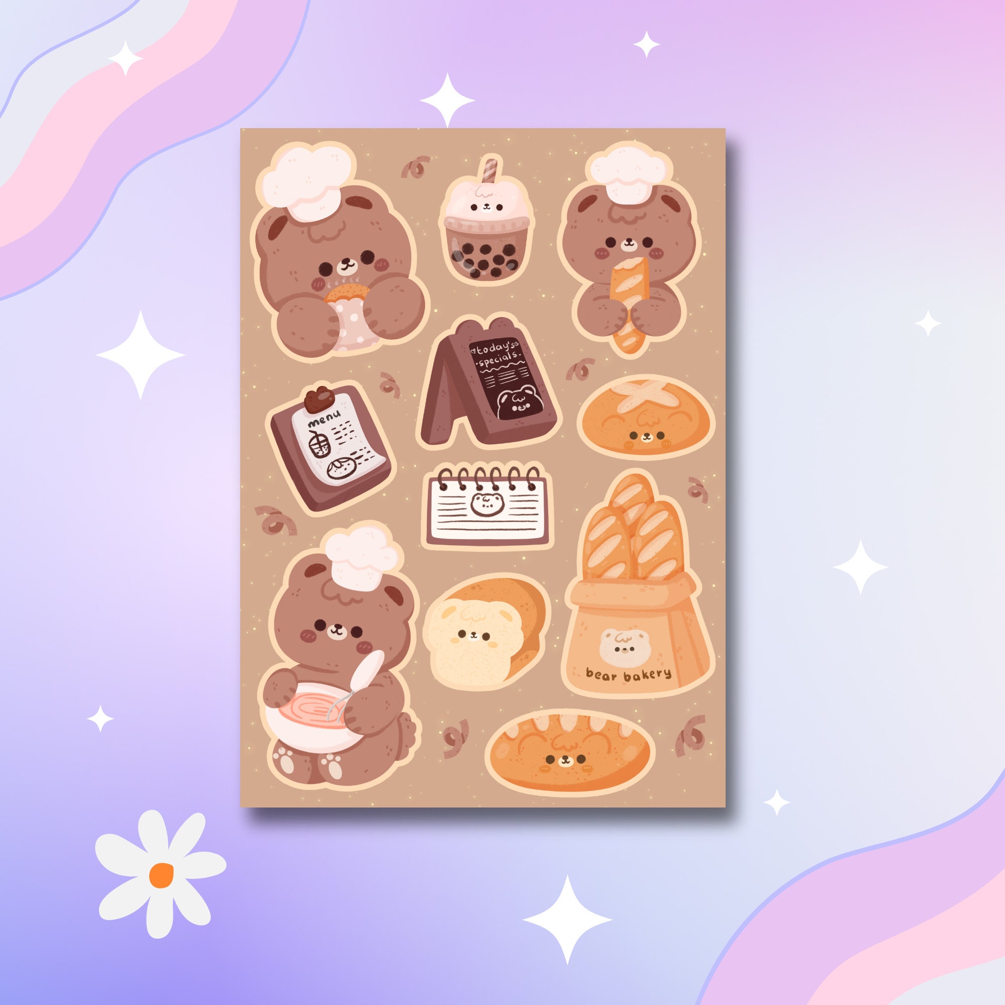Bear Bakery Sticker Sheet - Etsy