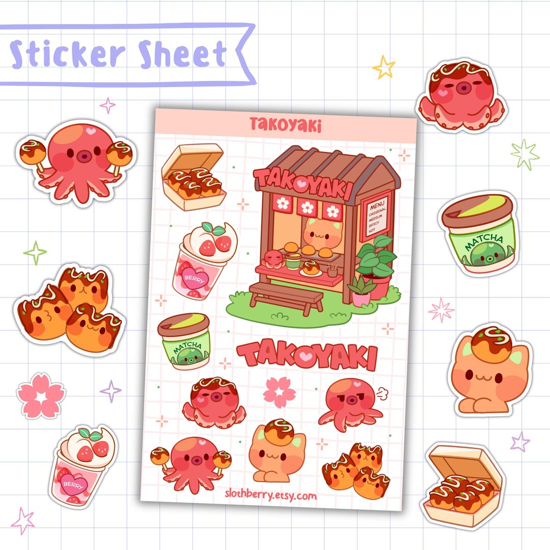 Takoyaki | Die Cut Sticker Sheet - Etsy