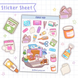 First Aid Sticker Sheet Cute Kawaii Weatherproof Stickers for Laptops ...