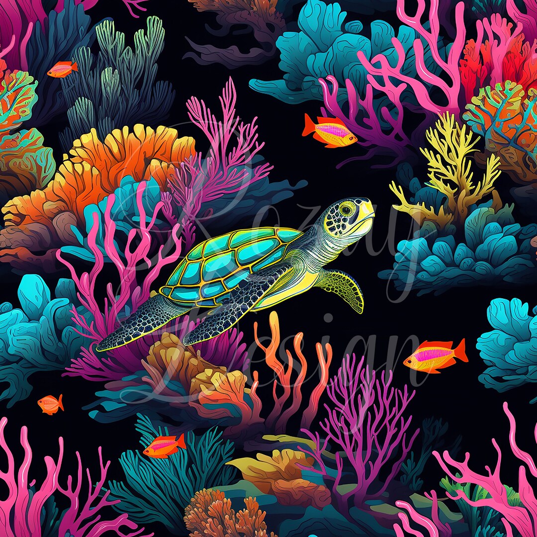 Sea Turtle | Seamless Patterns | Instant Download | Printable Digital ...