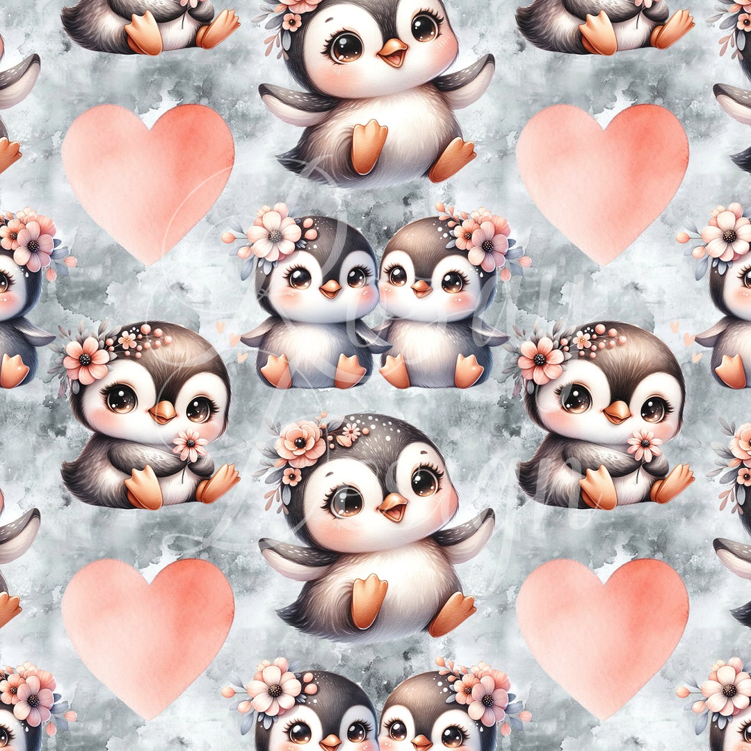 Cute Penguins | Seamless Patterns | Instant Download | Printable ...