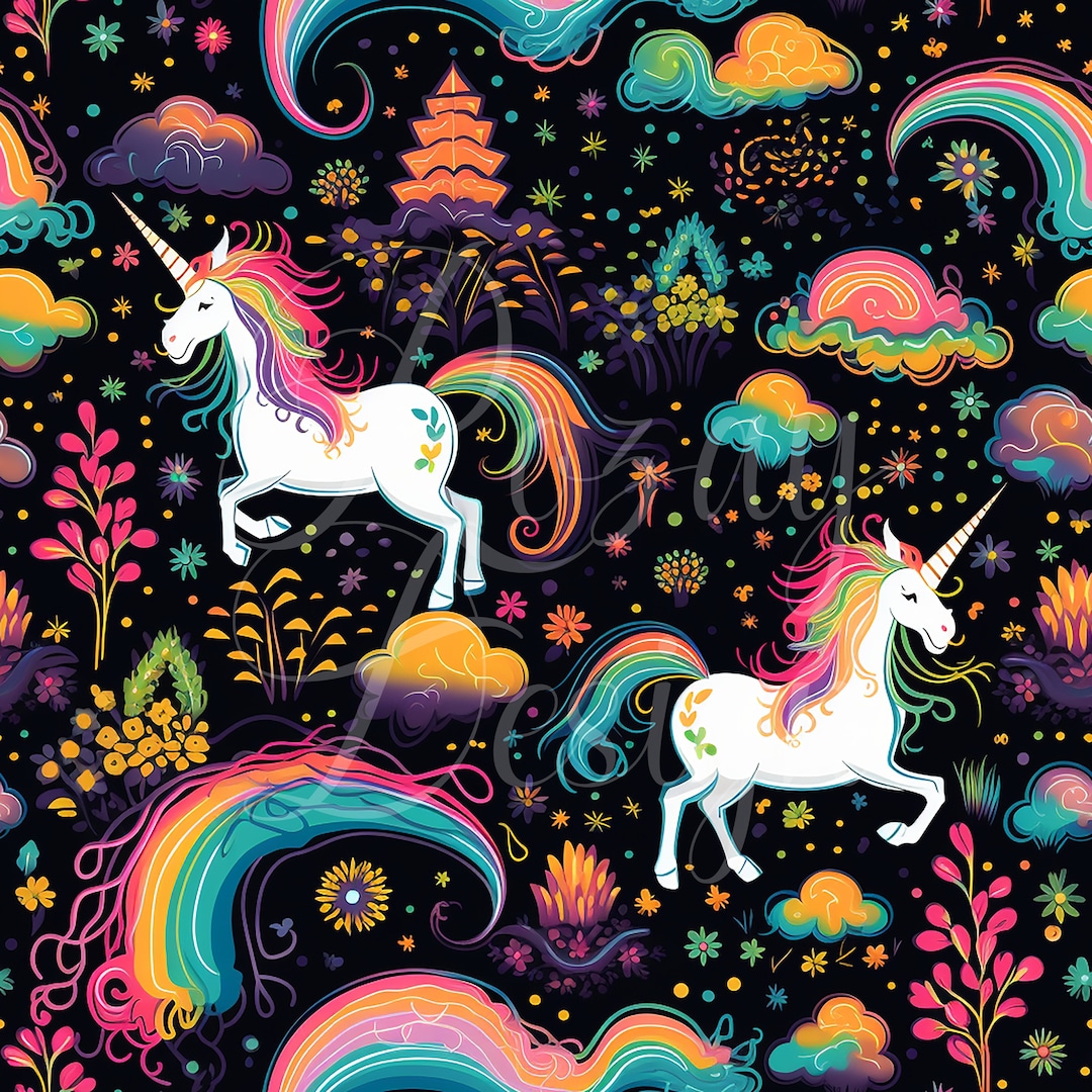 Unicorns and Rainbows | Seamless Patterns | Instant Download ...