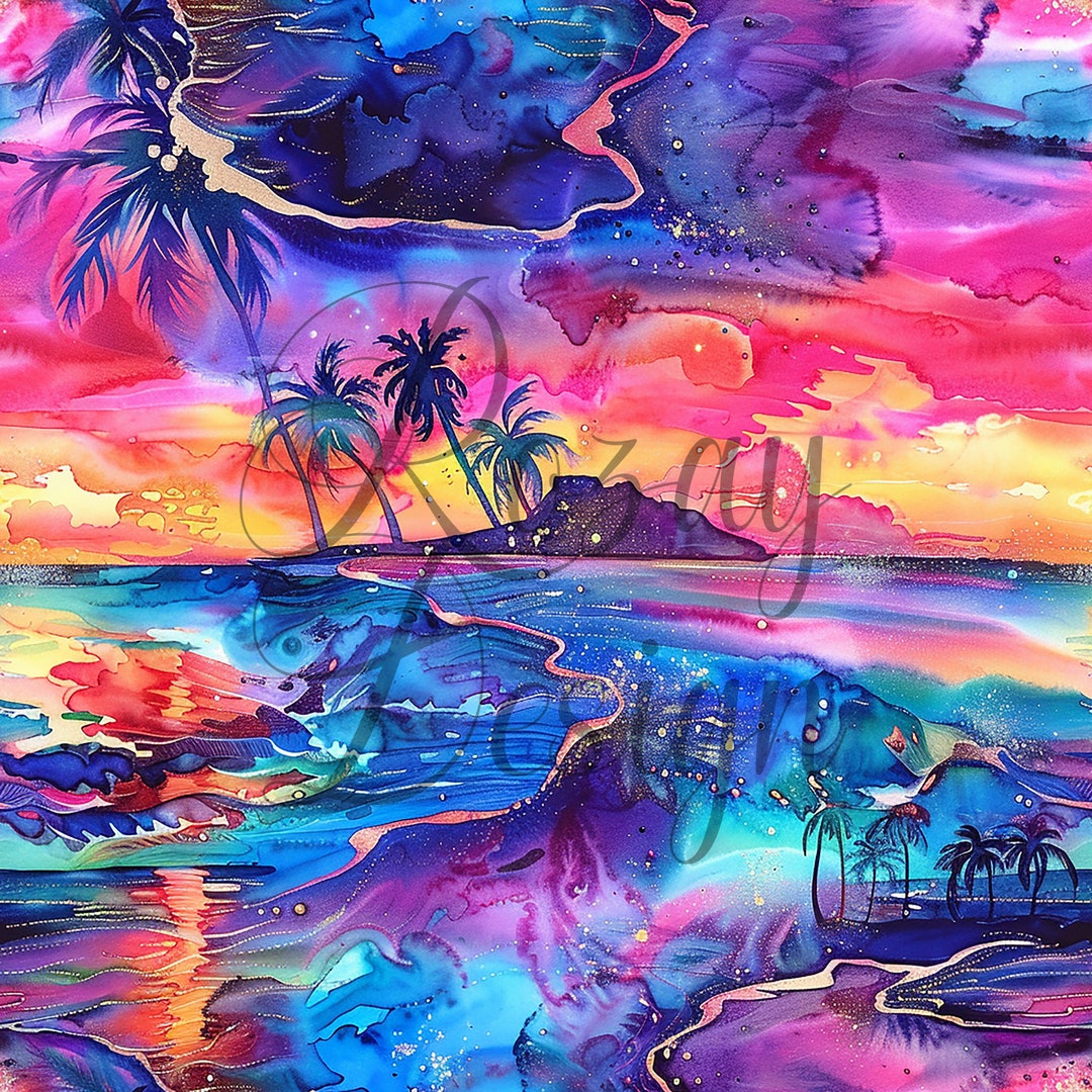 Beach Sunset | Seamless Patterns | Instant Download | Printable Digital ...