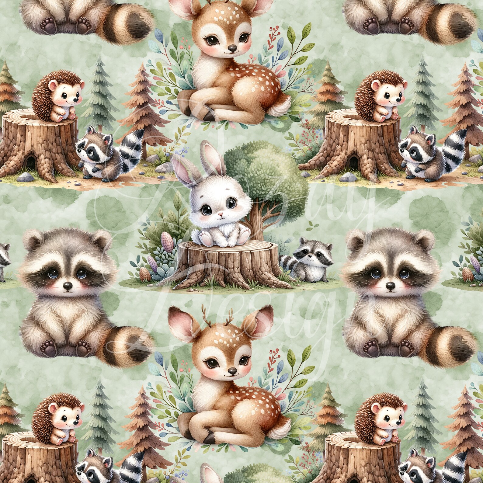 Woodland Forest Seamless Patterns Instant Download Printable Digital ...