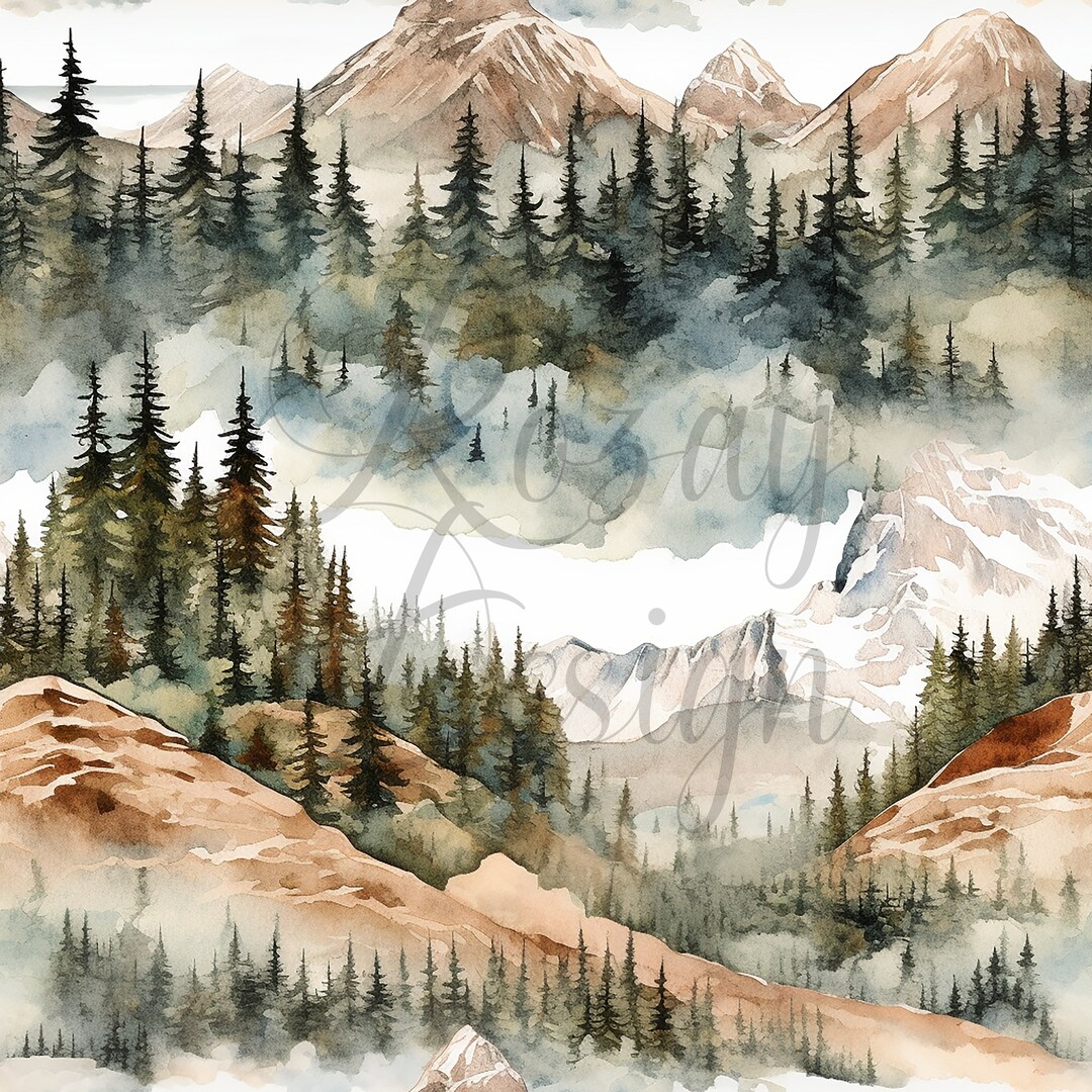 Natural Mountains | Seamless Patterns | Instant Download | Printable ...