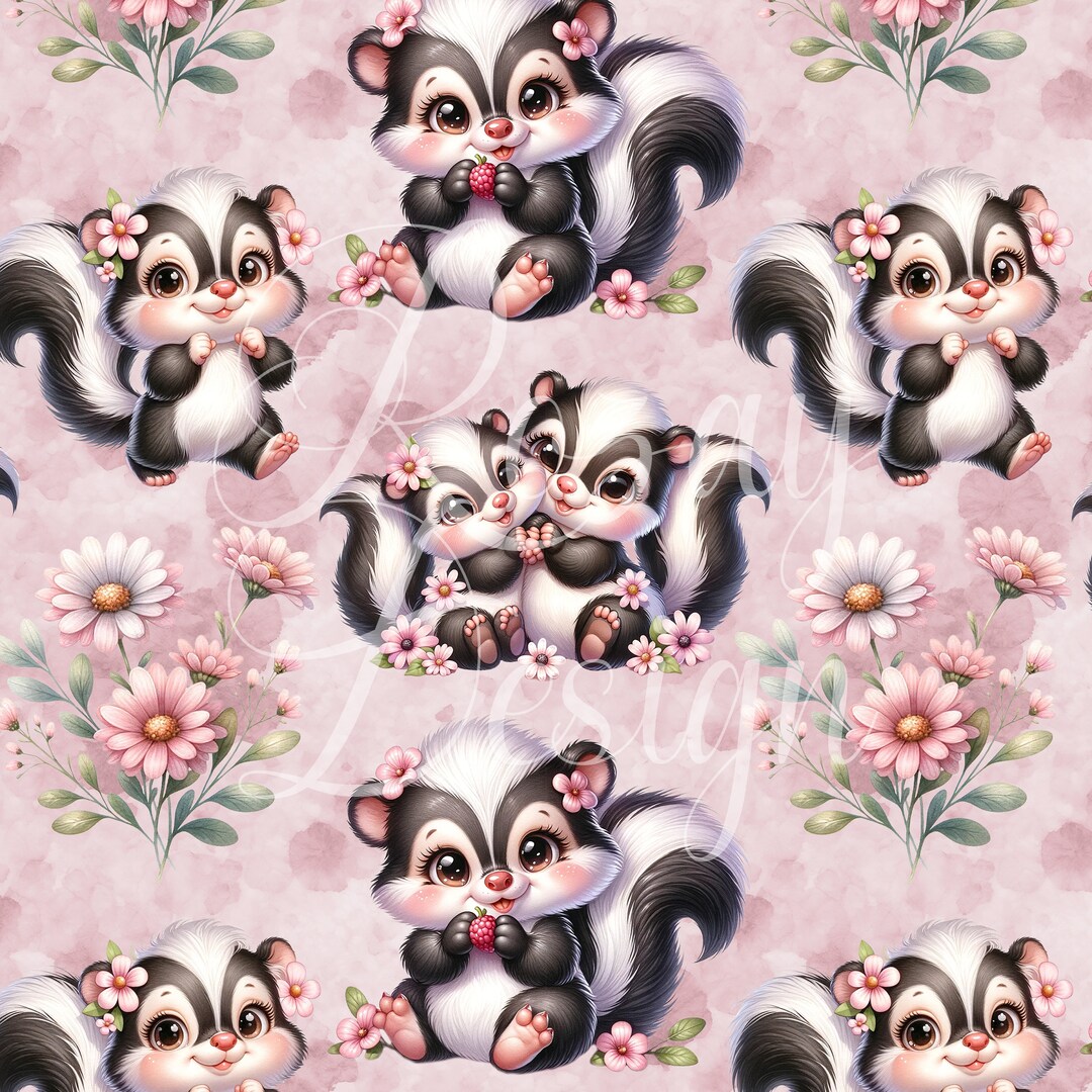 Cute Skunks | Seamless Patterns | Instant Download | Printable Digital ...