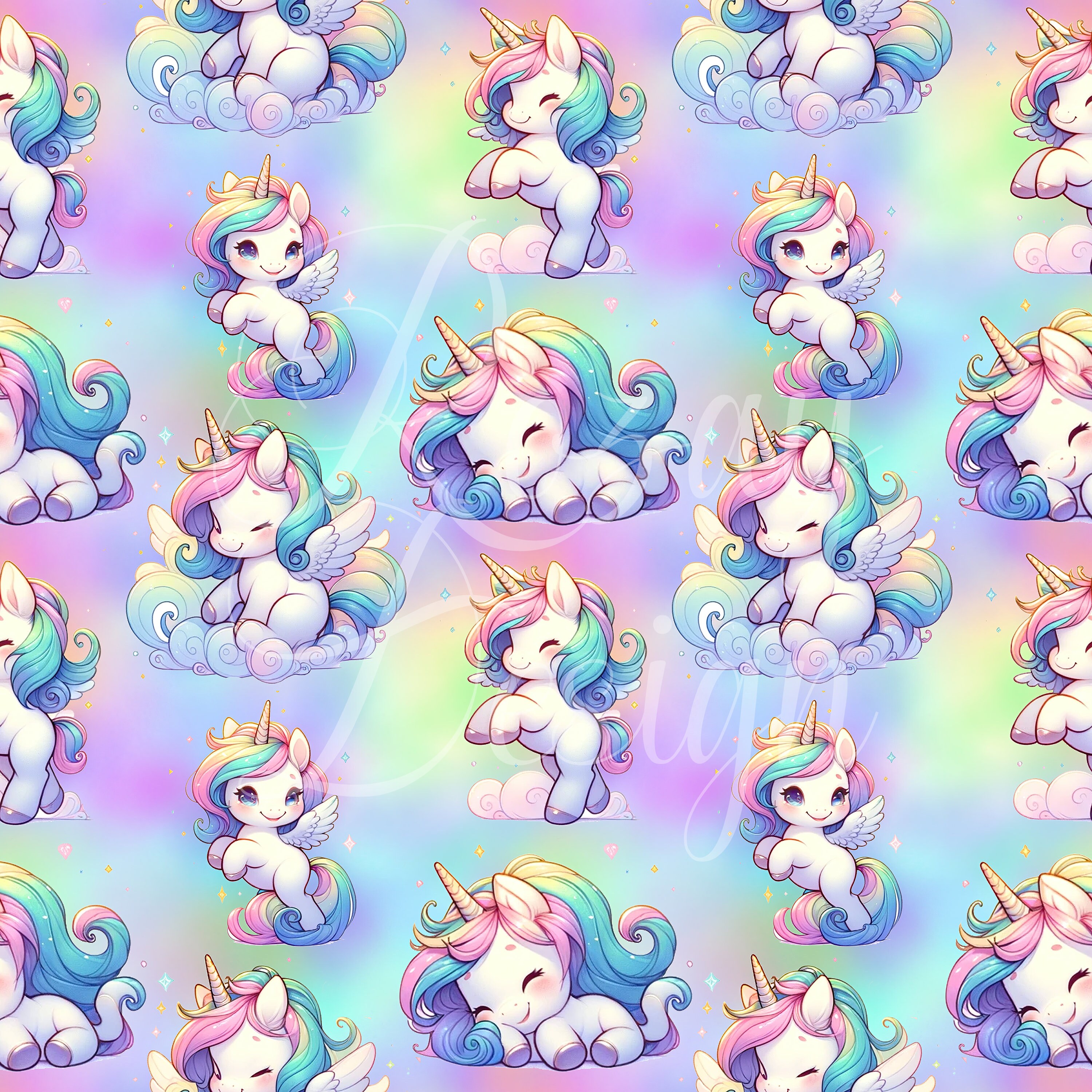 Unicorns Seamless Patterns Instant Download Printable Digital Paper Repeating Pattern Etsy 