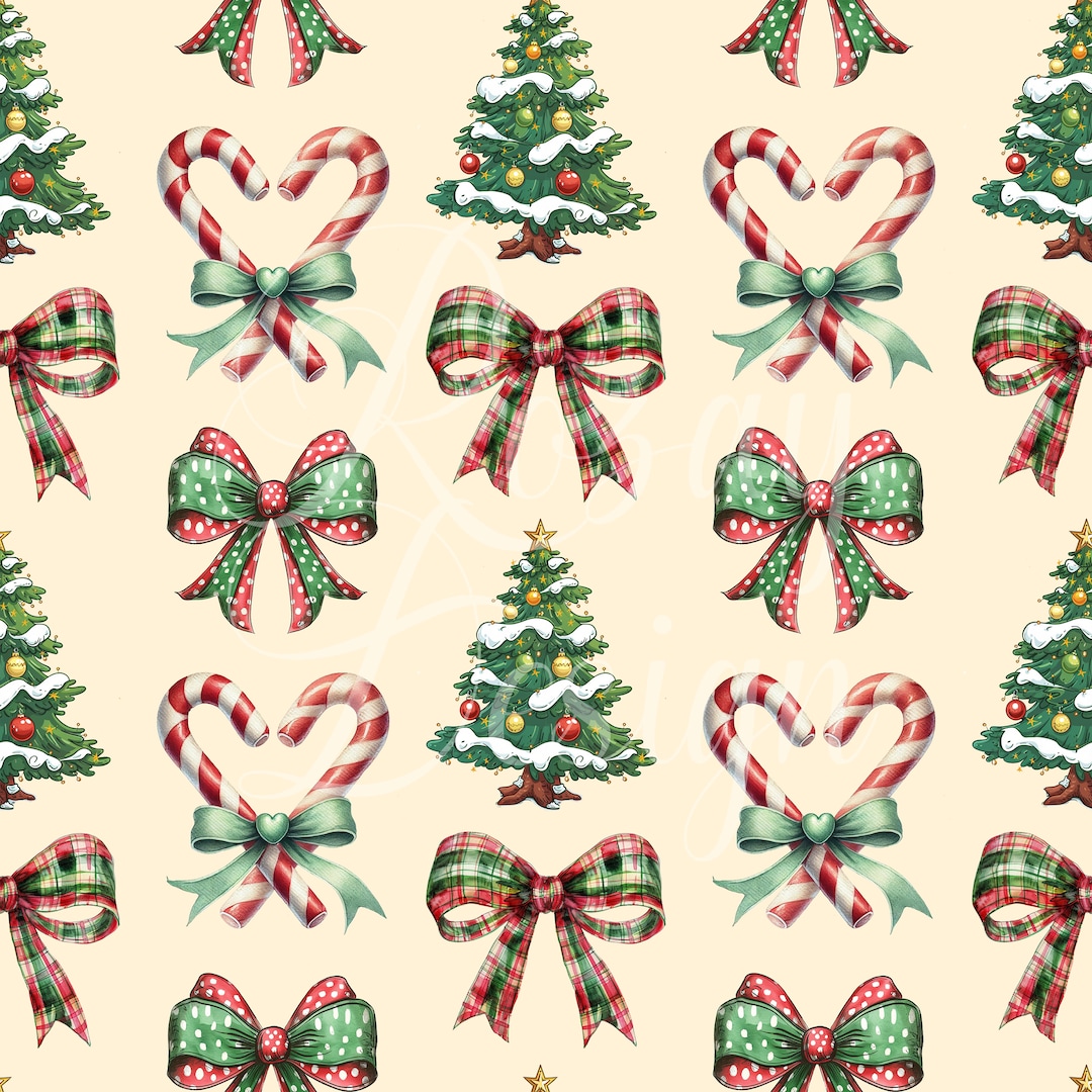Coquette Christmas | Christmas | Seamless Patterns | Instant Download ...