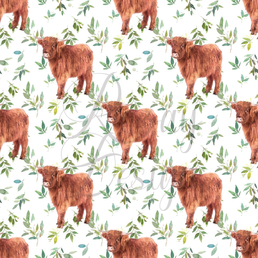 Highland Cow | Seamless Patterns | Instant Download | Printable Digital ...