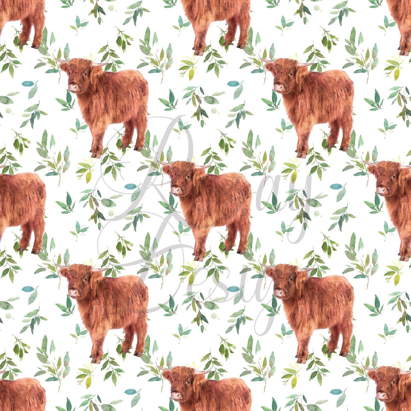 Highland Cow Seamless Patterns Instant Download - Etsy
