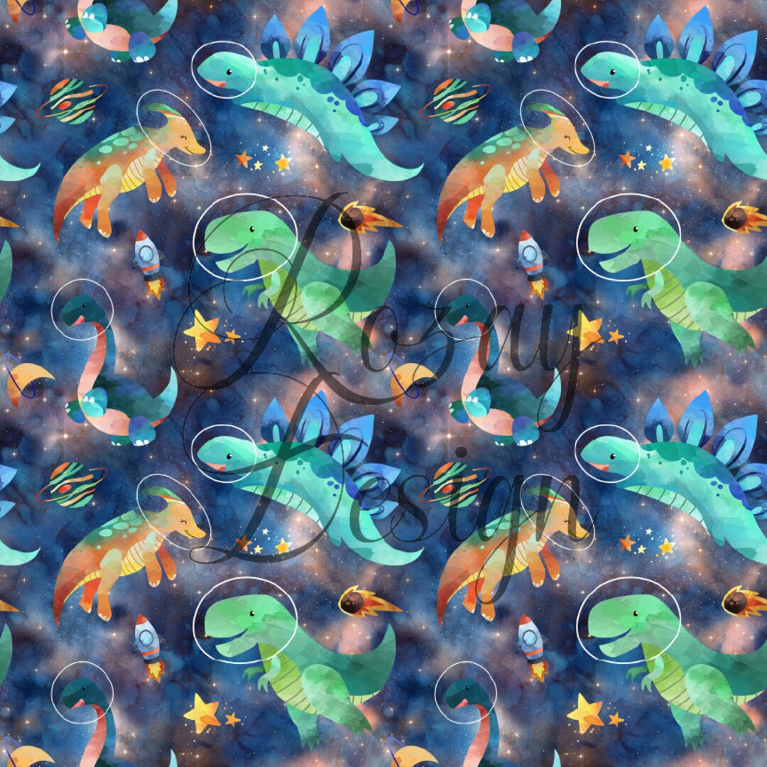 Seamless Pattern - Dinos in Space - Etsy