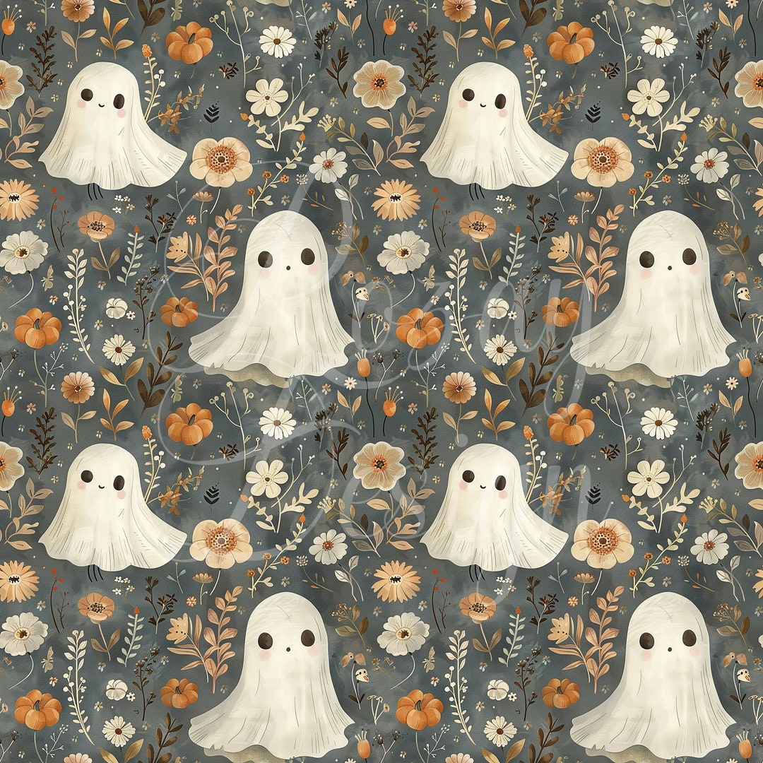 Cute Ghosts and Pumpkins | Halloween | Seamless Patterns | Instant ...