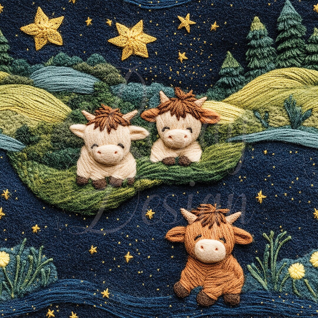 Cute Cows | Embroidery | Seamless Patterns | Instant Download ...