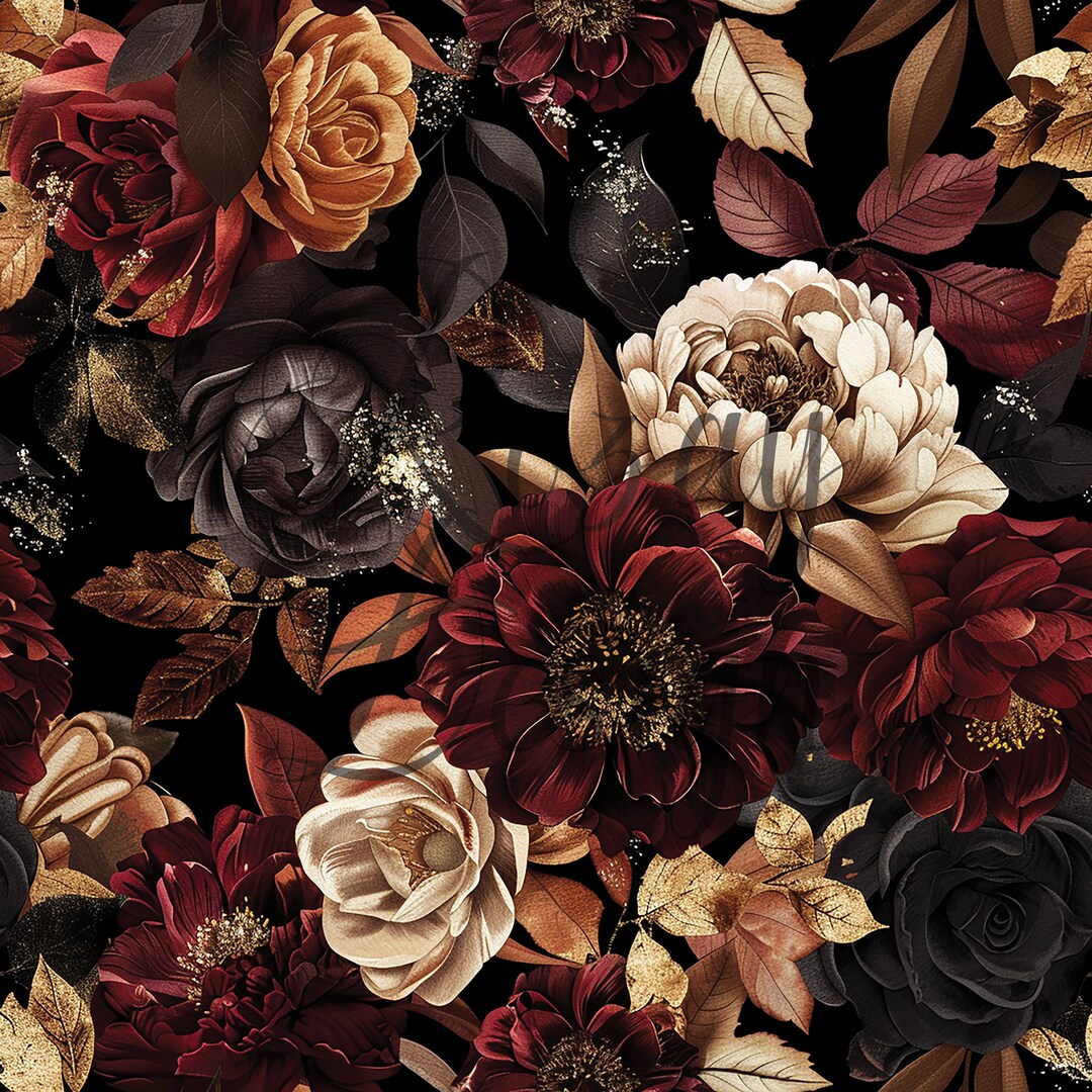 Dark and Moody Florals | Seamless Patterns | Instant Download ...