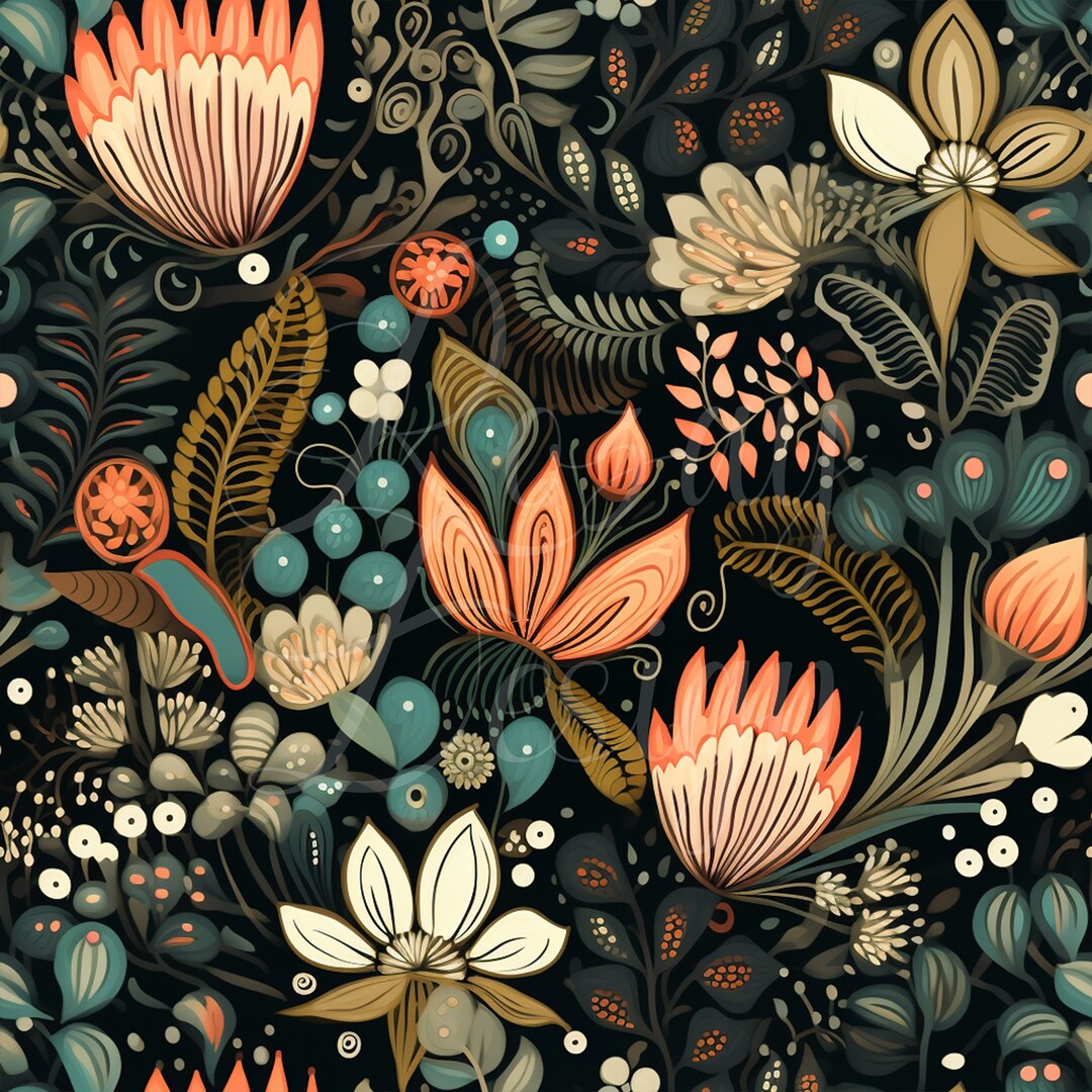 Boho Floral | Seamless Patterns | Instant Download | Printable Digital ...