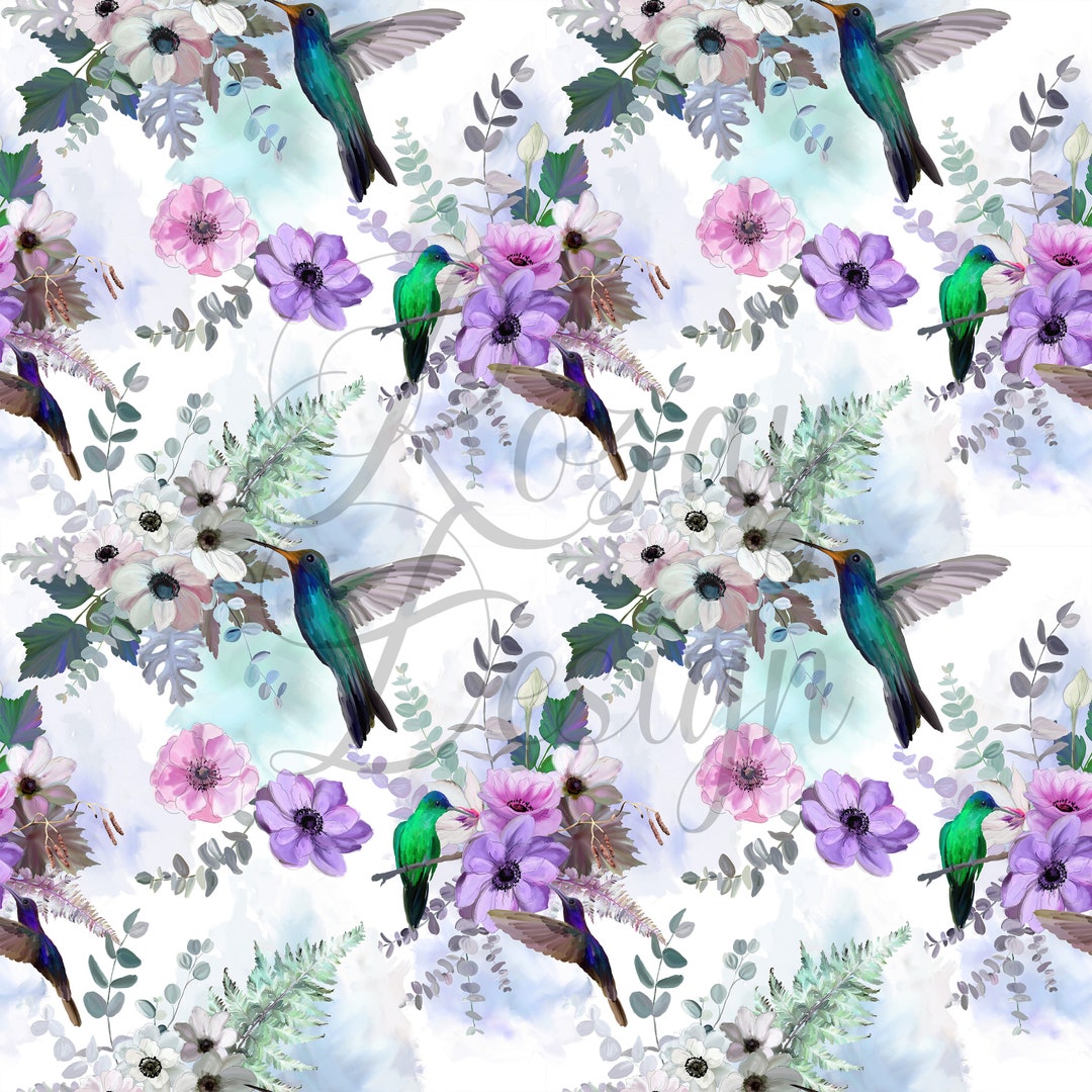 Hummingbird | Floral | Seamless Patterns | Instant Download | Printable ...