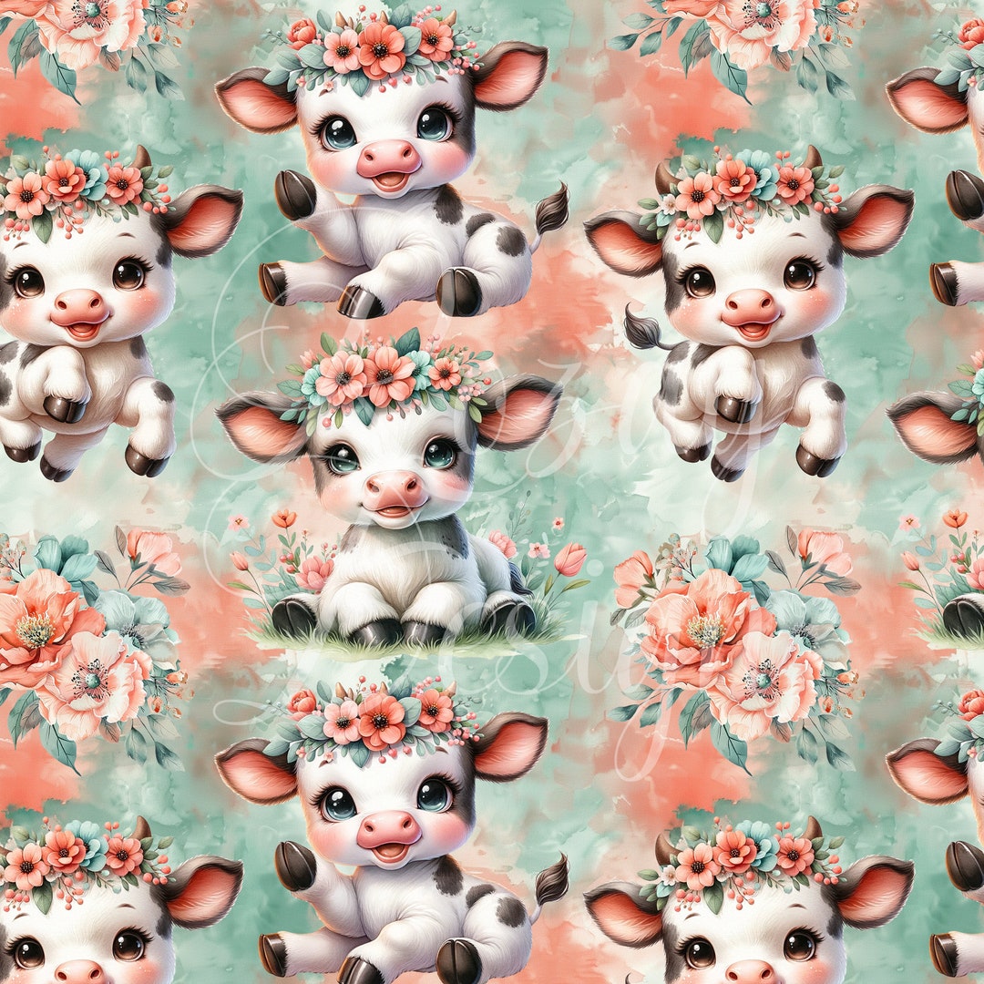 Adorable Cows | Seamless Patterns | Instant Download | Printable ...