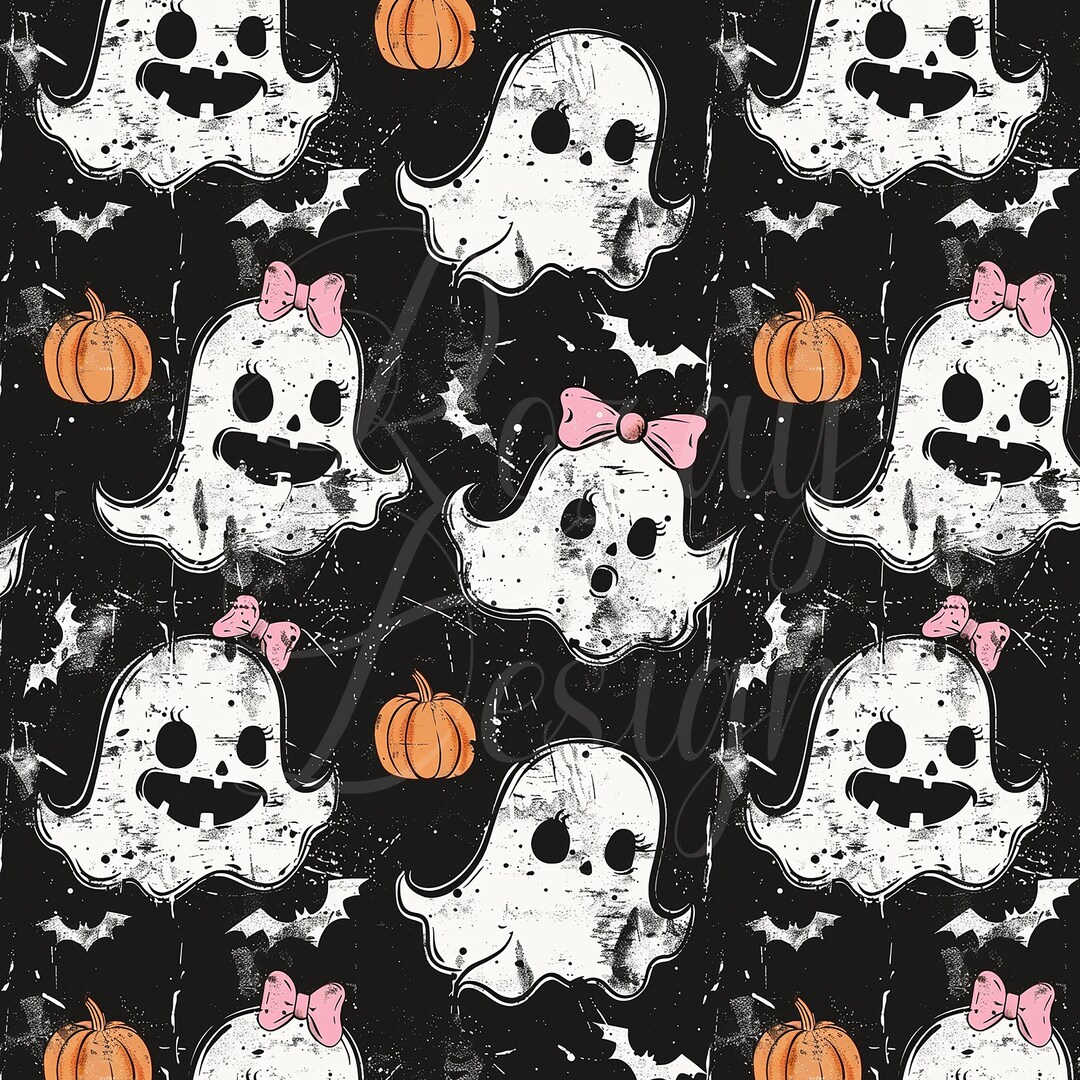 Distressed Ghosts, Bats and Pumpkins | Halloween | Seamless Patterns ...