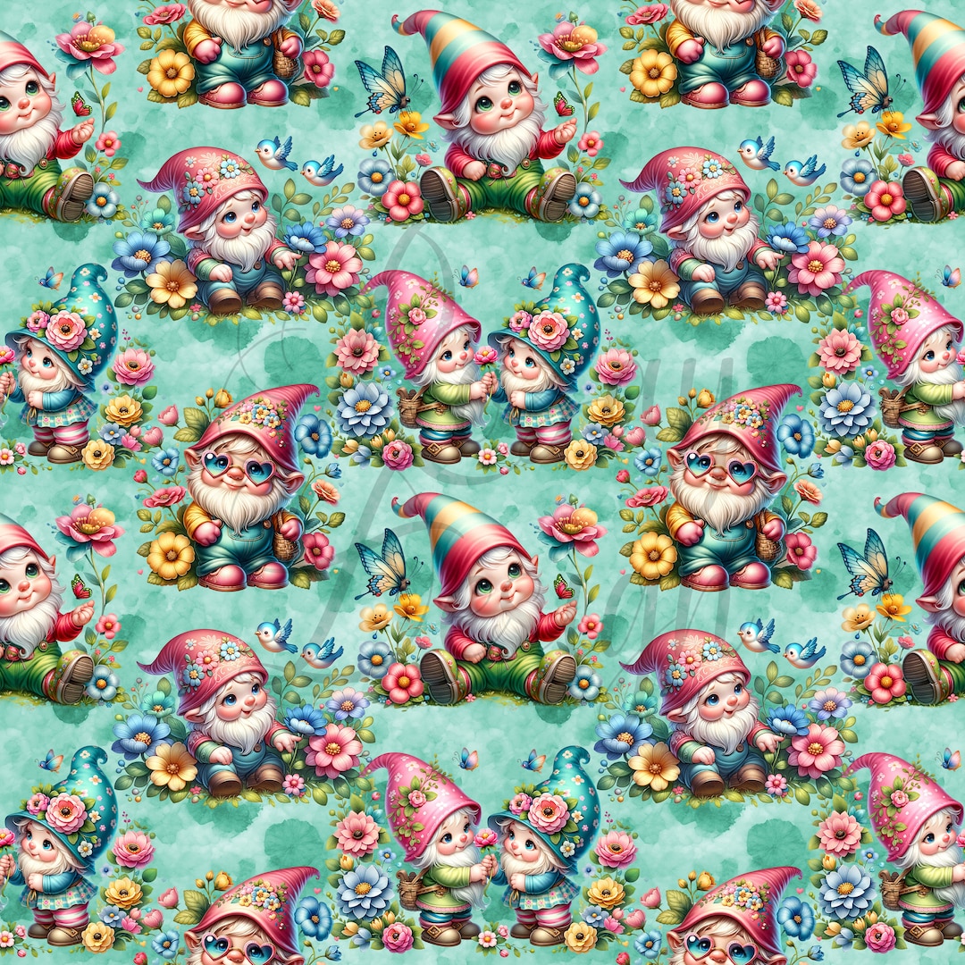Spring Gnomes | Seamless Patterns | Instant Download | Printable ...