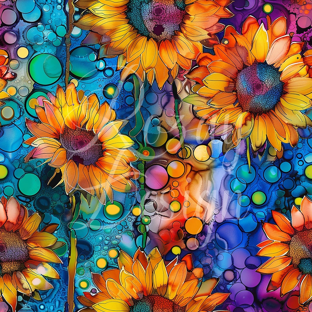 Alcohol Ink Sunflowers | Seamless Patterns | Instant Download ...