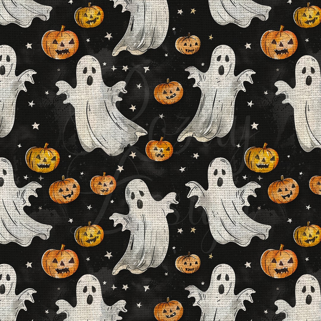 Cute Ghosts and Pumpkins | Halloween | Seamless Patterns | Instant ...