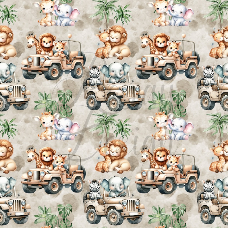 Safari Jungle Animals Seamless Patterns Instant Download Printable ...