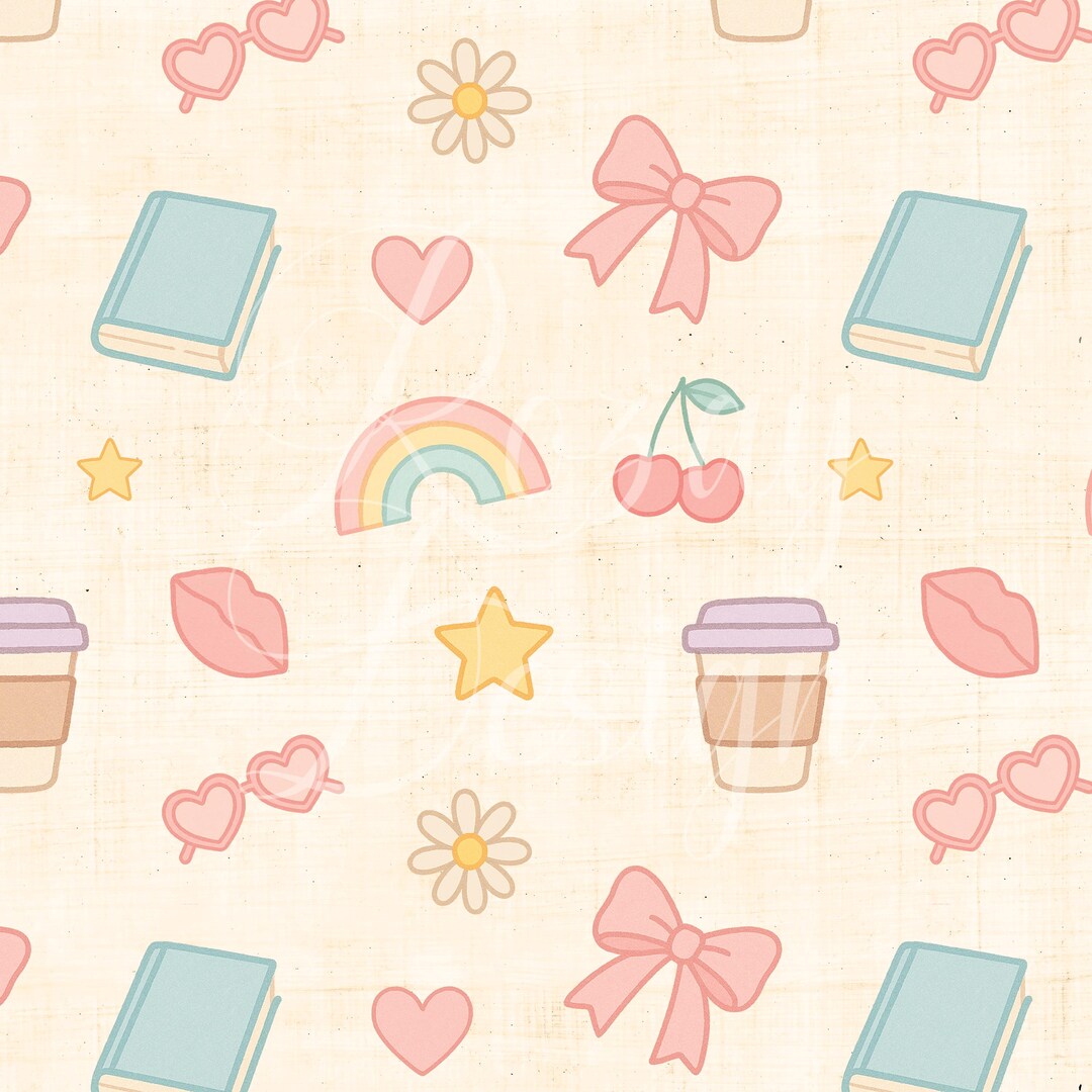 Cute Doodles, Coquette Bows, Books, Coffee | Seamless Patterns ...