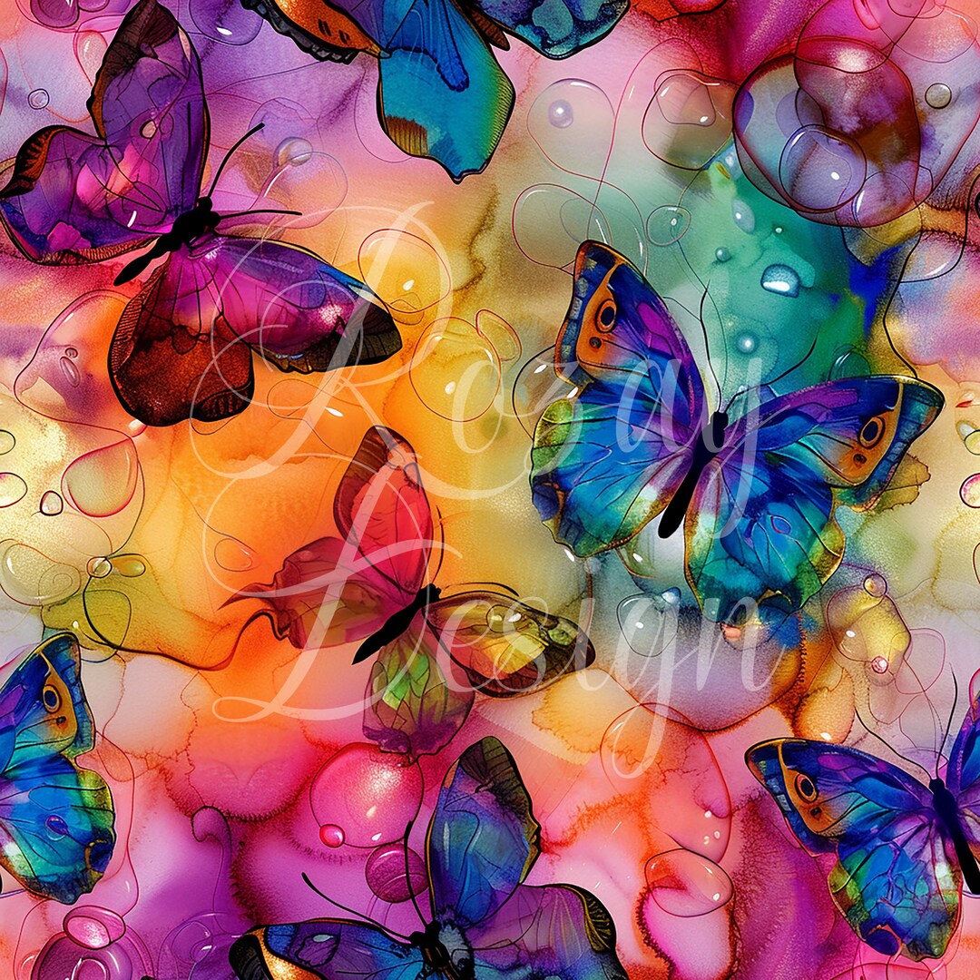 Alcohol Ink Butterflies | Seamless Patterns | Instant Download ...