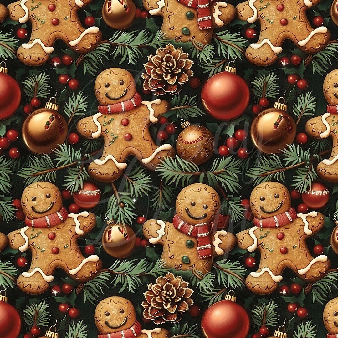 Gingerbread Men and Ornaments | Seamless Patterns | Instant Download ...