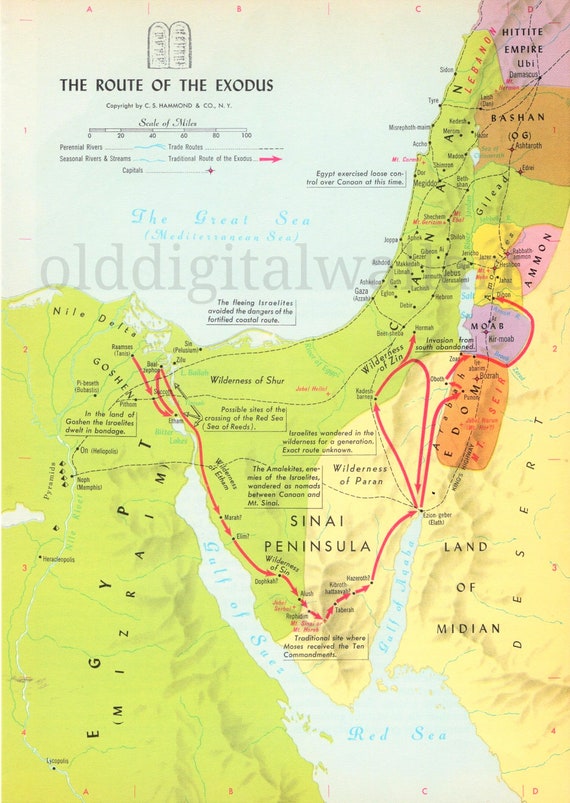 DIGITAL BIBLICAL MAP the Route of the Exodus Religious - Etsy