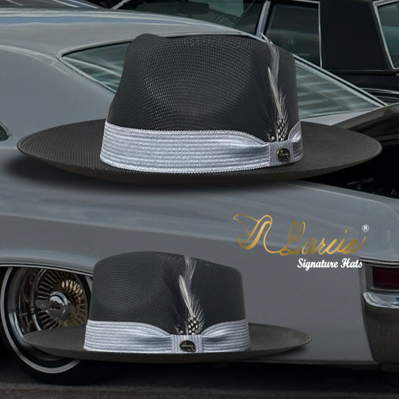 Flipped Black Golden Line Tin Tan Fedora Garcia Signature Hat - Etsy