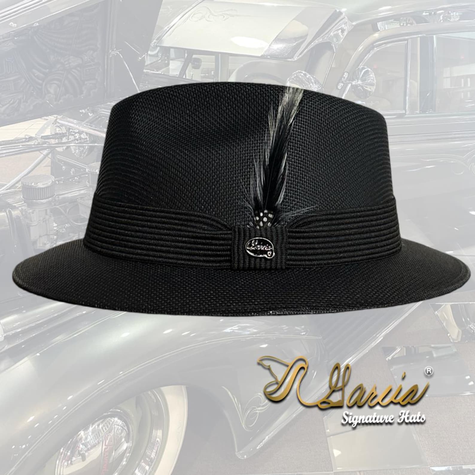 Black Golden Line Short Brim Fedora — García Signature Hat | Non ...