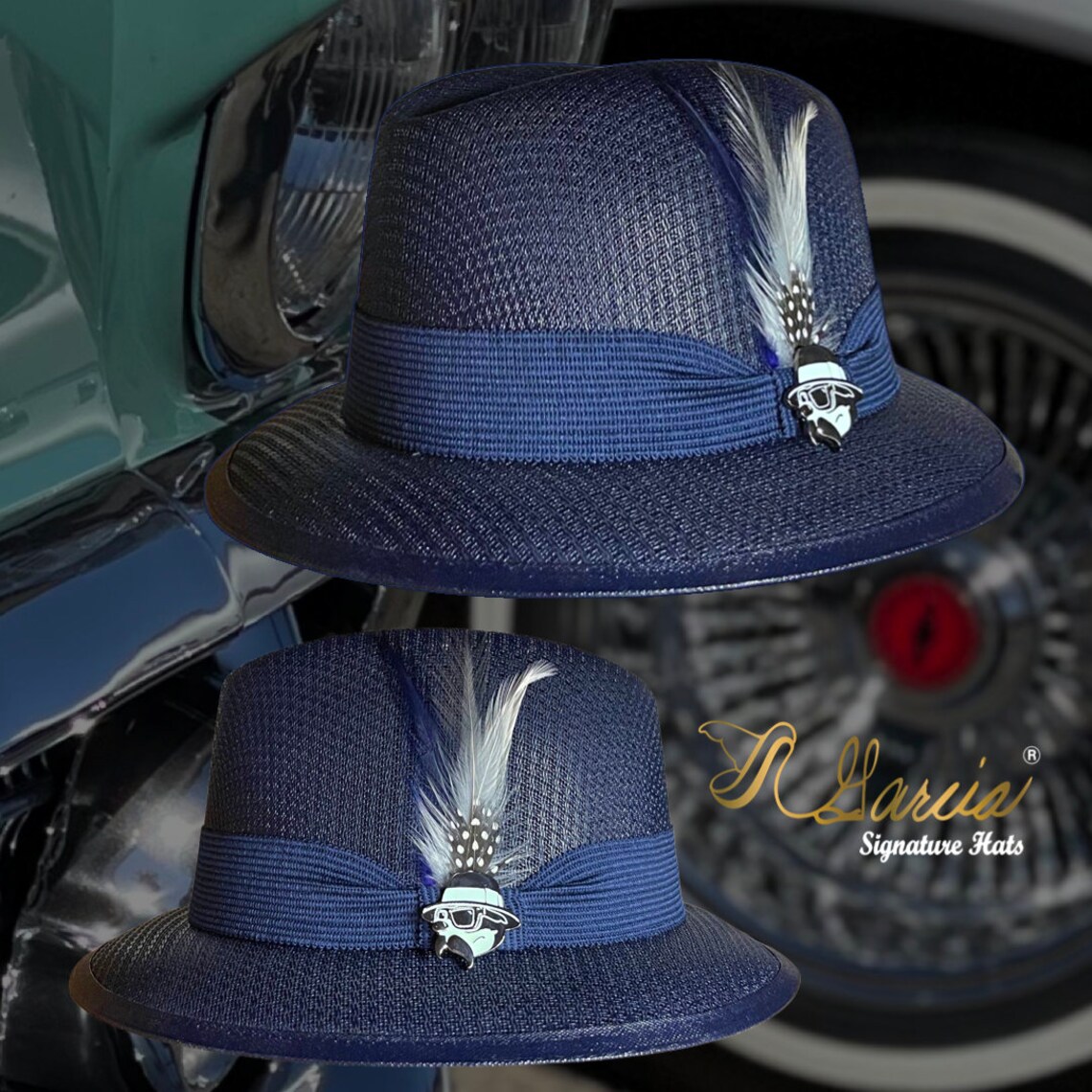Navy Lowrider Derby W/ Felix Garcia Signature Hat - Etsy