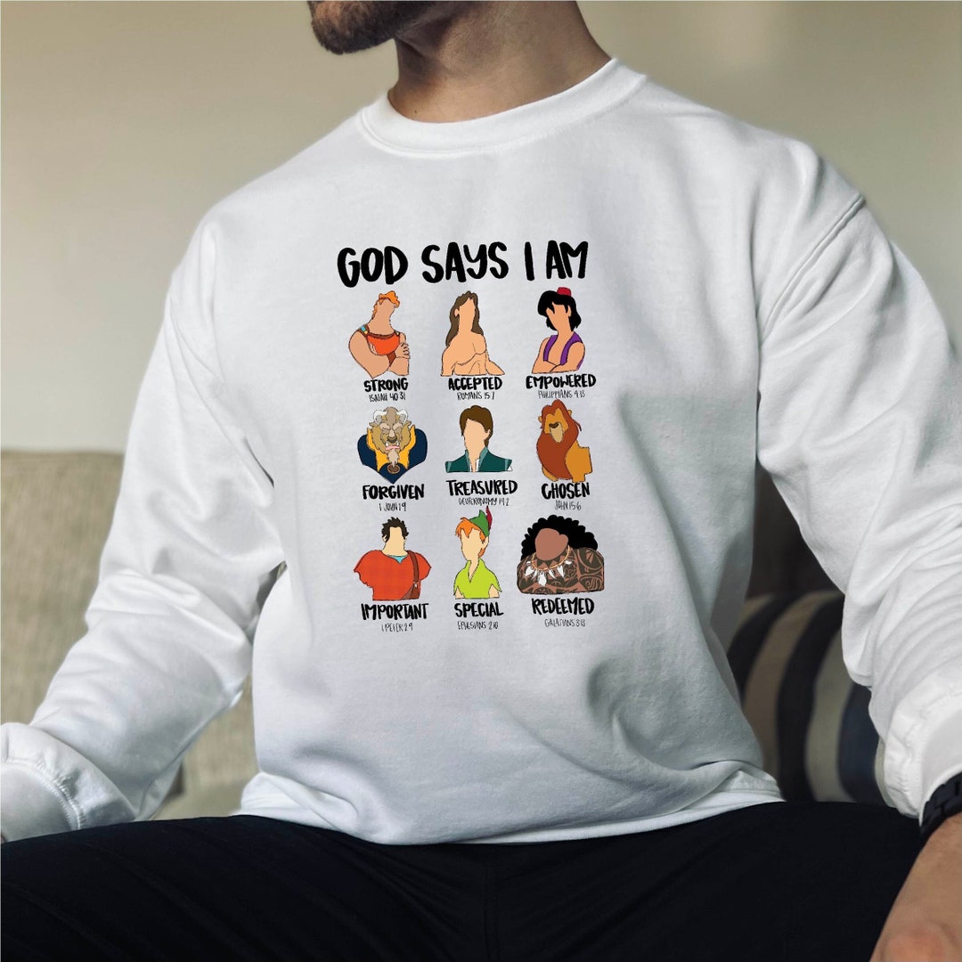 Disney Religious Sweatshirt,god Says I Am,disney Bible Verses,faith ...