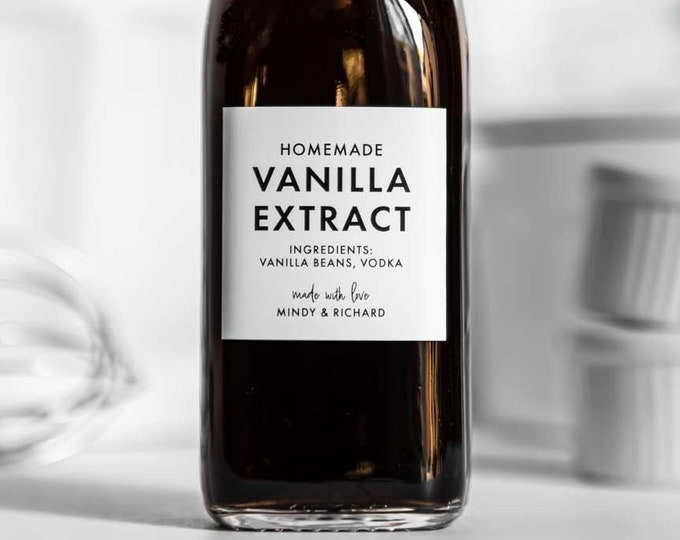 Modern Vanilla Extract Labels Customizable Rectangle Modern Label Water ...