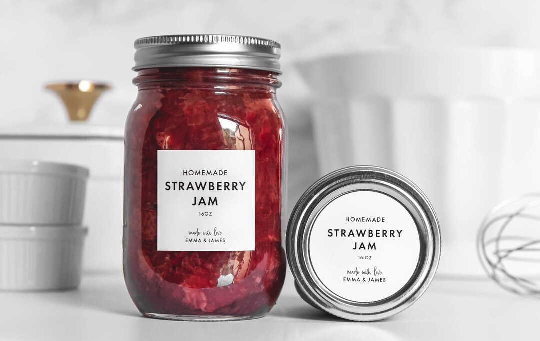 Jam Canning Labels (modern Design) • Minimalist Personalized Mason Jar ...