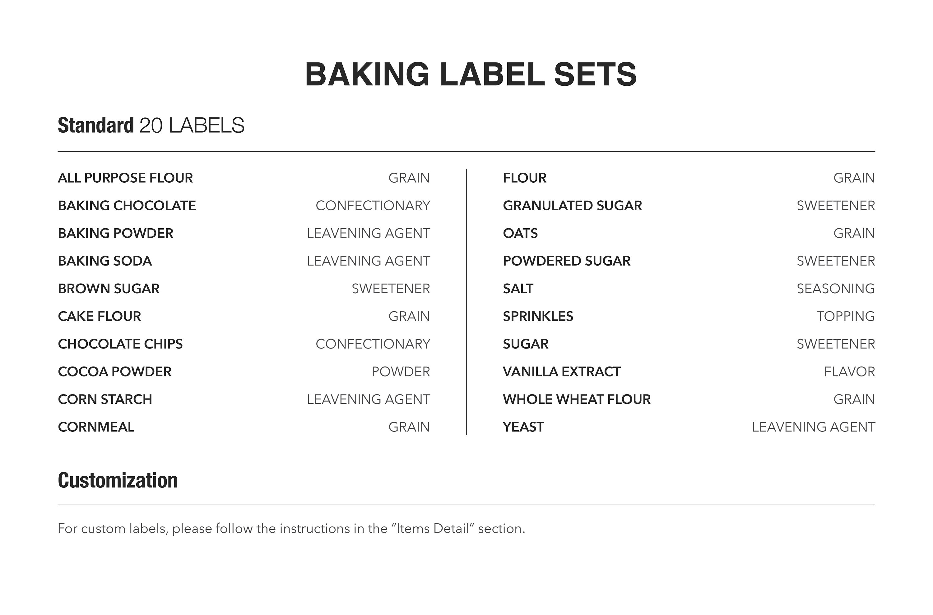 Baking Labels Minimal Design Water Resistant Customized - Etsy