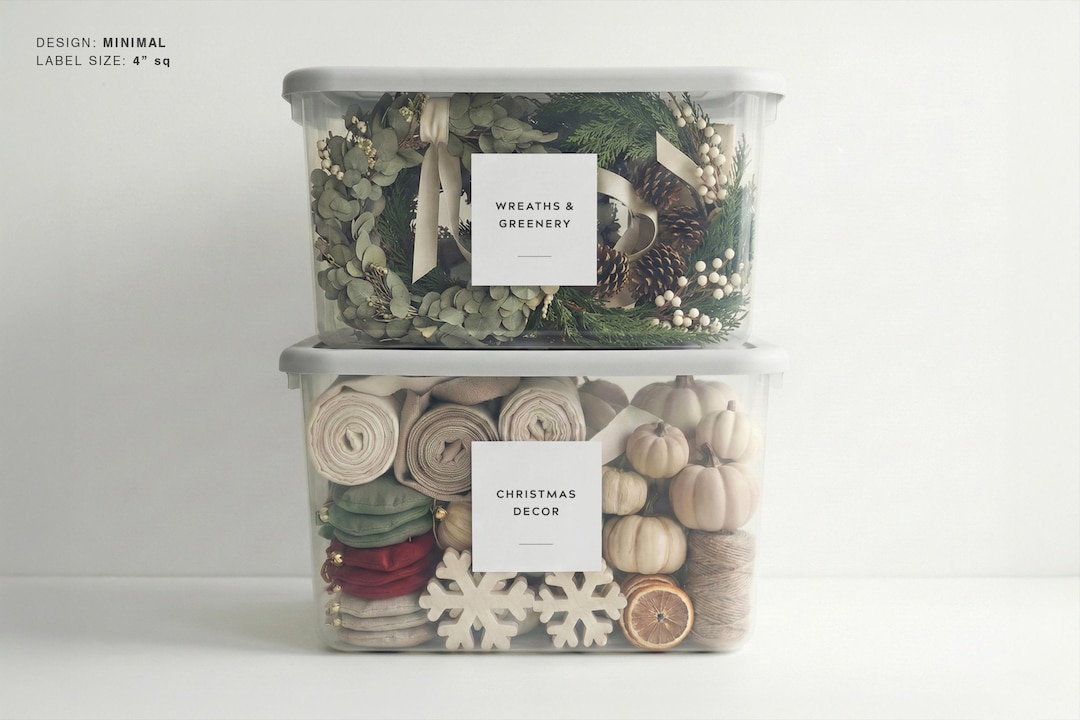 Holiday Decor Storage Labels (minimal Design) • Seasonal Bin Stickers ...
