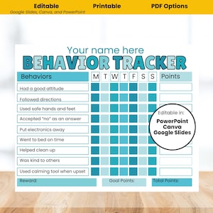 Editable Kids Behavior Chart: Reward Tracker (digital Download) - Etsy