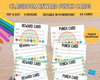 Printable Reward Punch Cards for Kids Rainbow Polkadot - Etsy