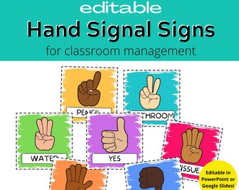Hand Signals for Classroom Management - Etsy