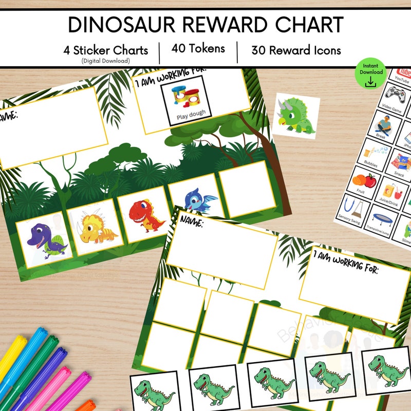 Dinosaur Tokens for Kids - Etsy